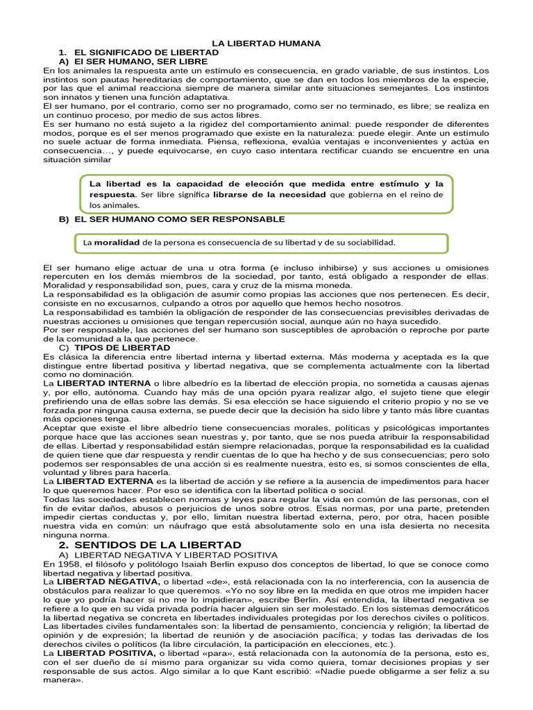 Significado y Tipos de Libertad Humana | PDF | Libertad | Immanuel Kant