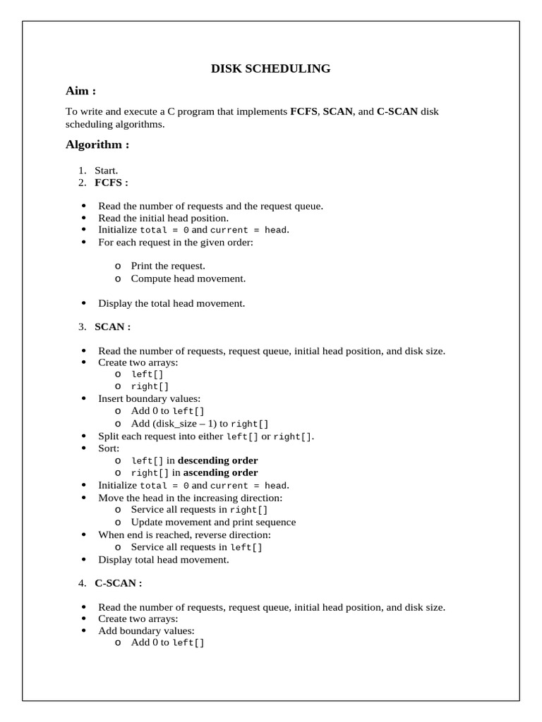 C Program for Disk Scheduling Algorithms | PDF