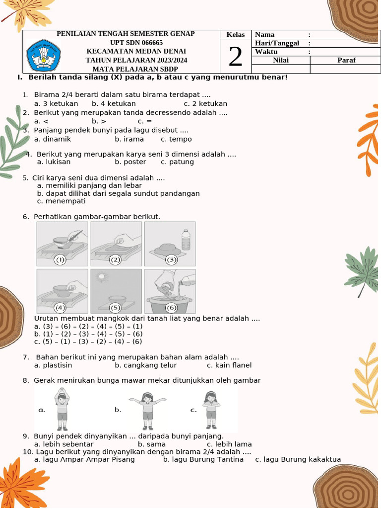Soal UTS SBDP Kelas 2 | PDF