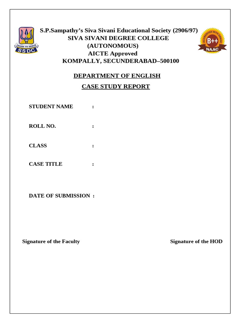 Case Study Report Front Page (Eng Dept) | PDF