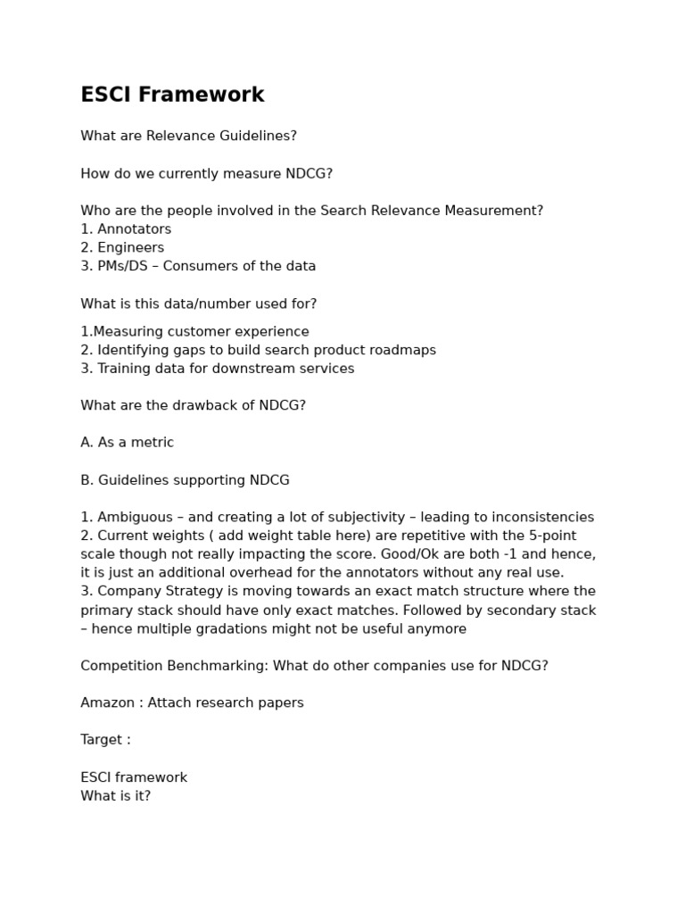 ESCI Framework | PDF