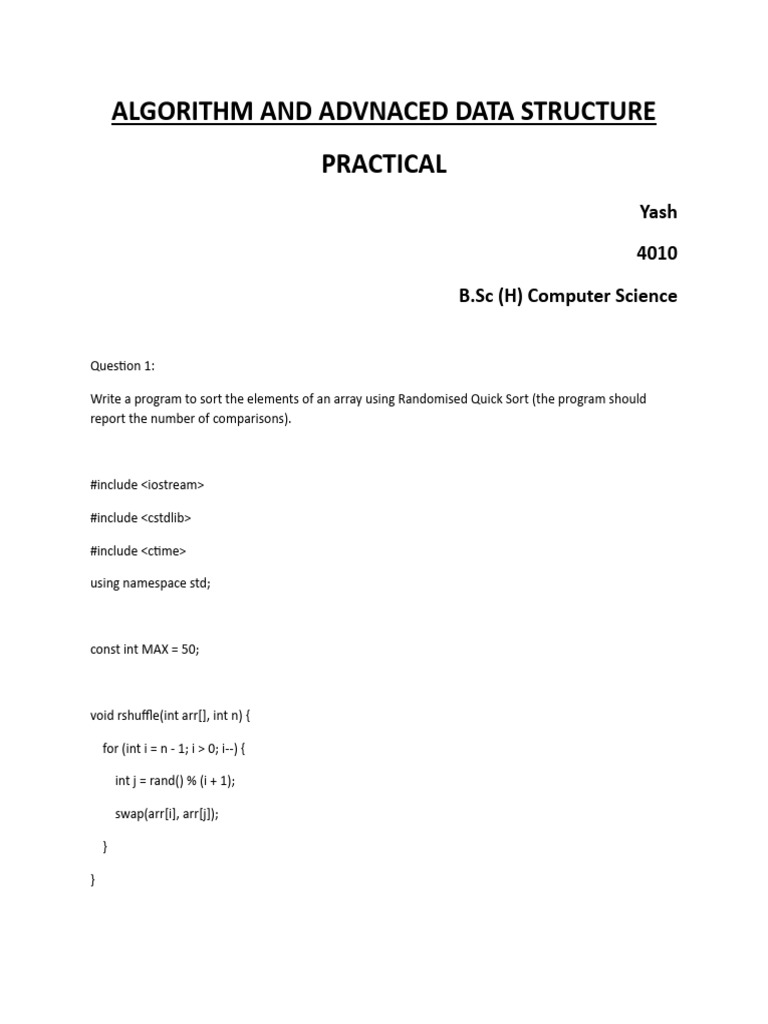 Algorithm and Advnaced Data Structure | PDF | Algorithms | Software Engineering