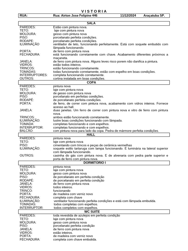 Vistoria Airton Jose Felipine 446 | PDF | Elementos arquitetônicos ...