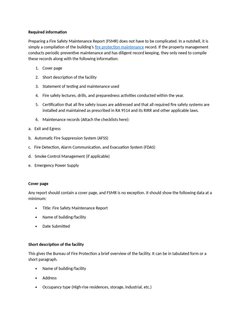 Fire Safety Maintenance Report Guide | PDF | Fire Safety | Fire ...