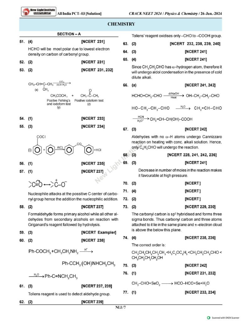 PC Test Paper - 03 Solution (26!01!24) | PDF