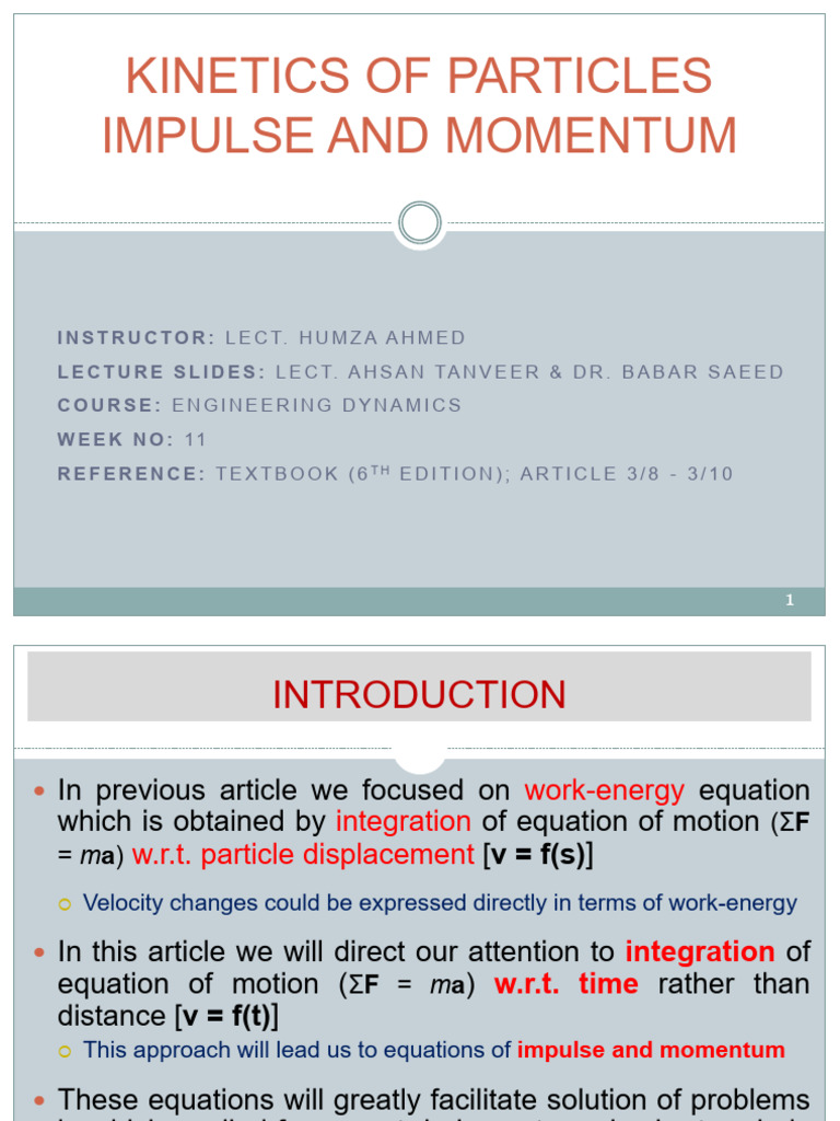 Kinetics: Impulse & Momentum in Dynamics | PDF | Angular Momentum ...