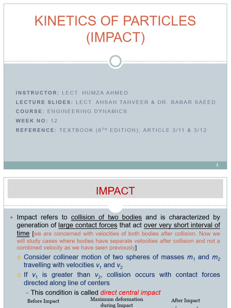 ME222 - W12 - Ch3 - Impact - Kinetics of Particles - Engineering ...