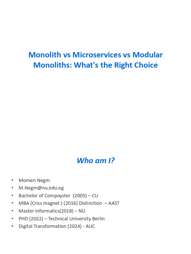 Monolith vs Microservices vs Modular Monoliths | PDF | Computing | Software Engineering