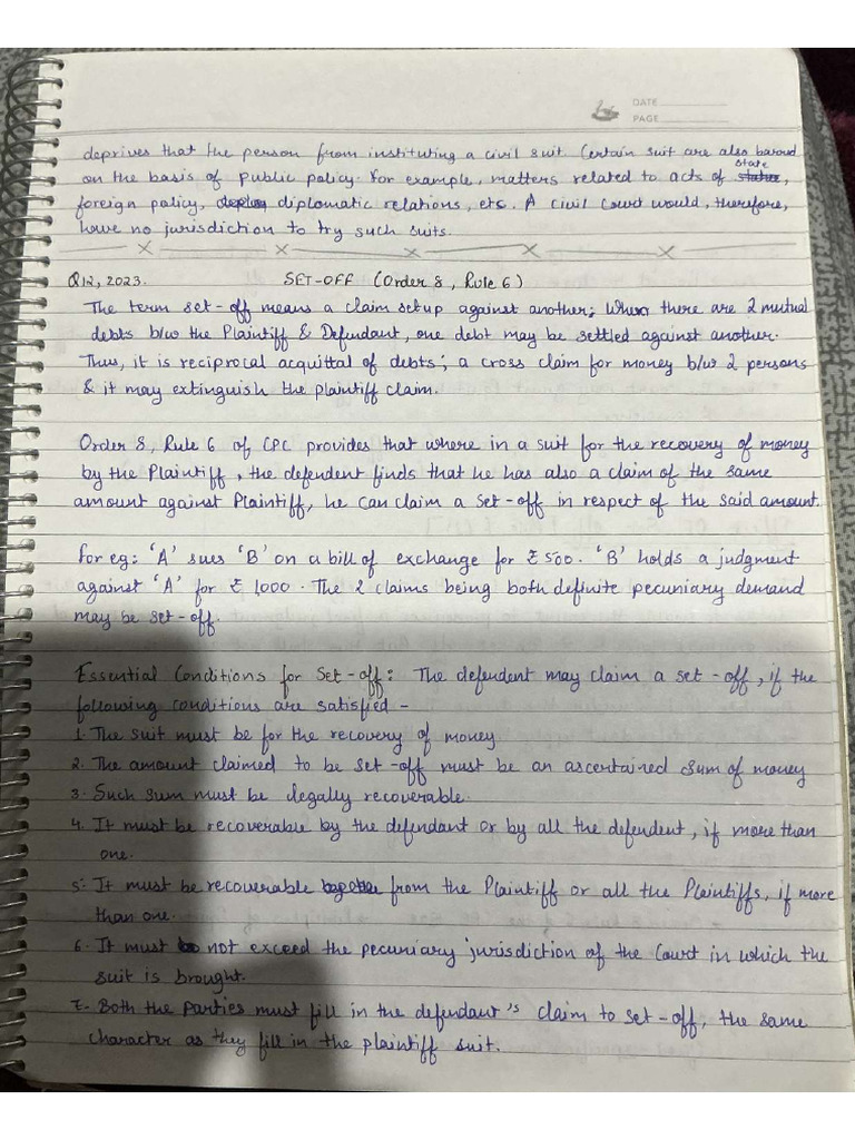 Set Off Claim & Counter Claim | PDF
