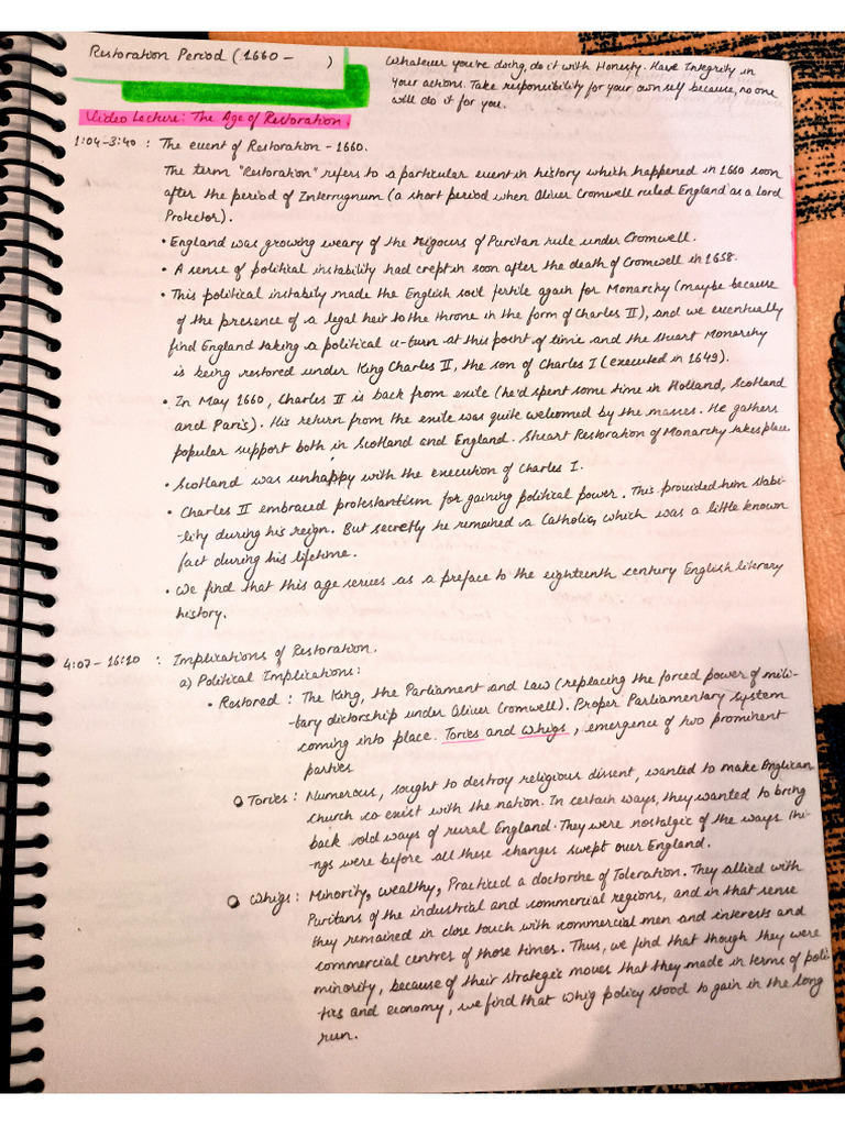 Restoration Age-English Literature | PDF