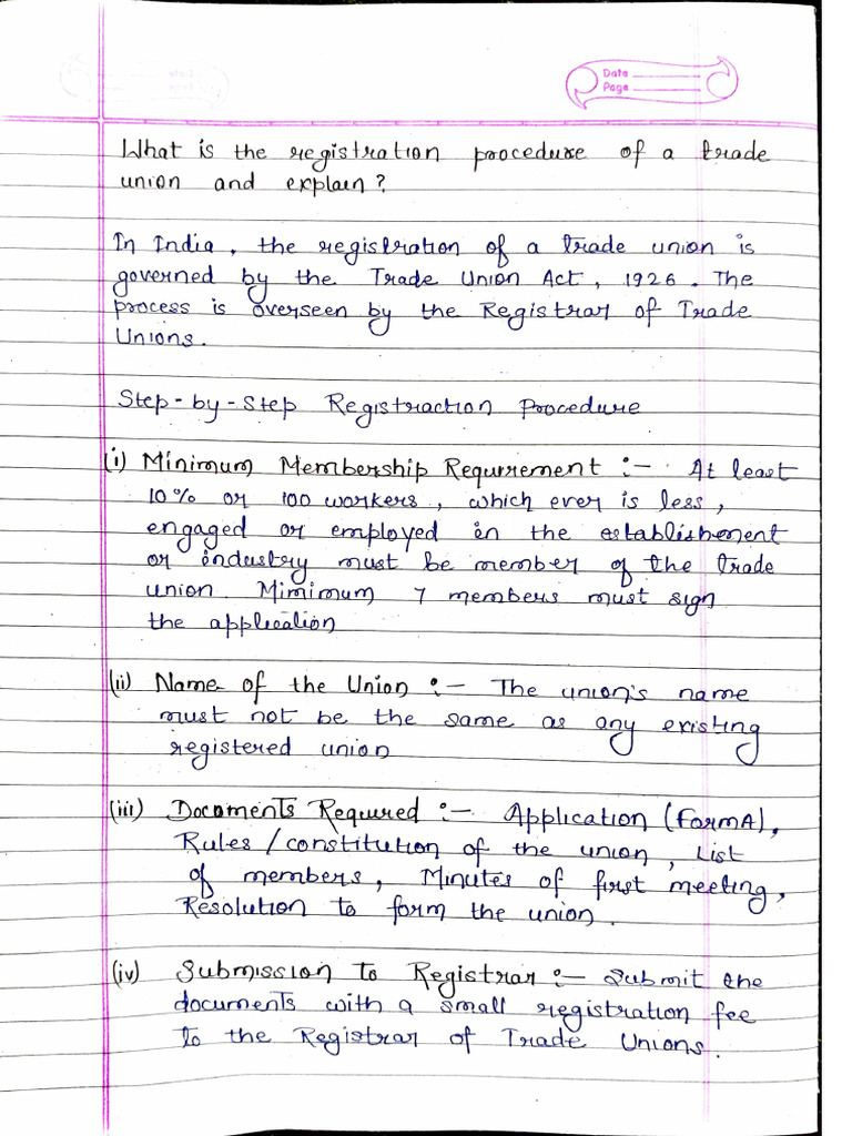 Trade Union Registration Process in India | PDF