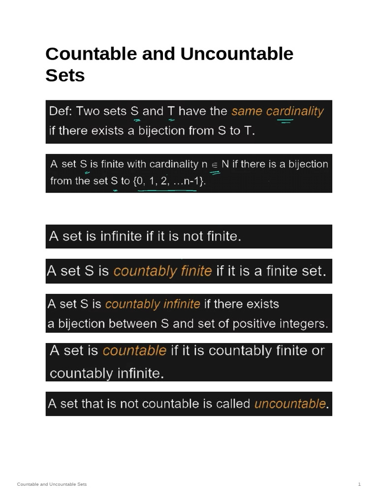 Countable vs Uncountable Sets Explained | PDF | Mathematics ...
