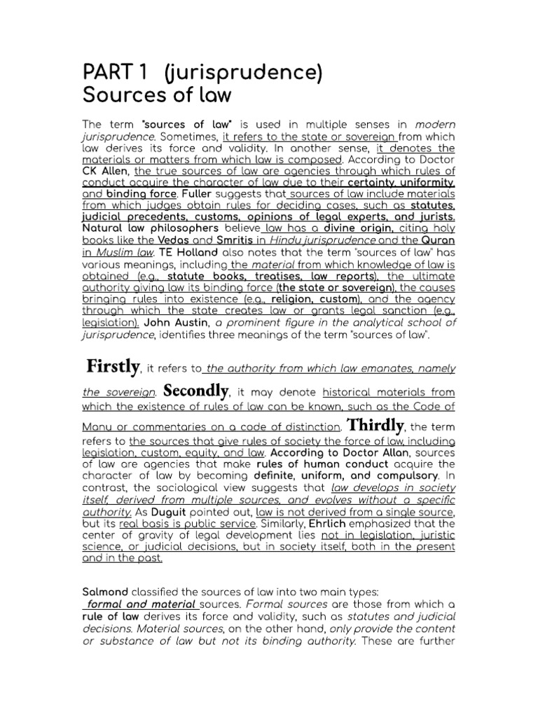 Sources of Law | PDF