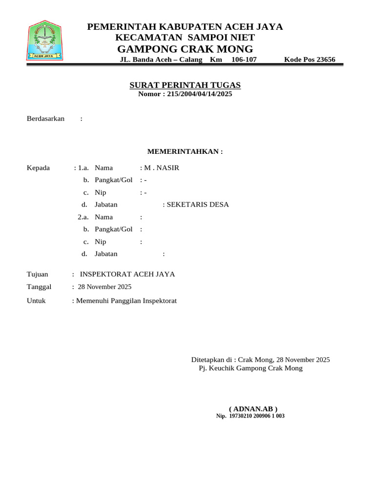 Surat Perintah Tugas dan Perjalanan Dinas | PDF