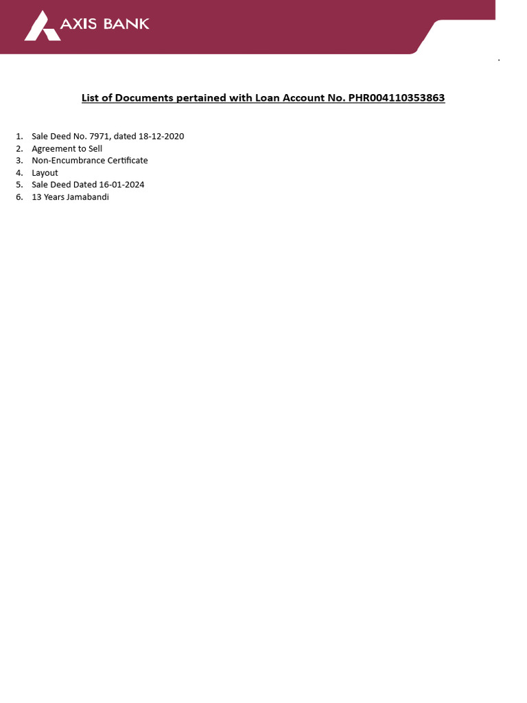 List of Documents Pertained With Loan Account No | PDF