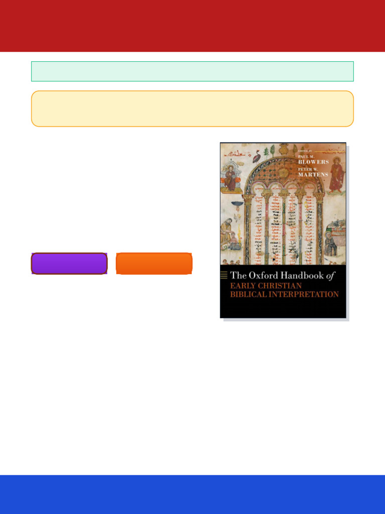 The Oxford Handbook of Early Christian Biblical Interpretation Paul M ...