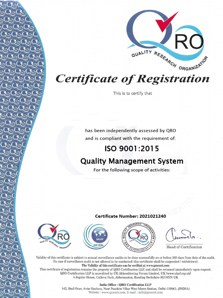 Z.K. Enterprise Qro Ukaf 9001 | PDF