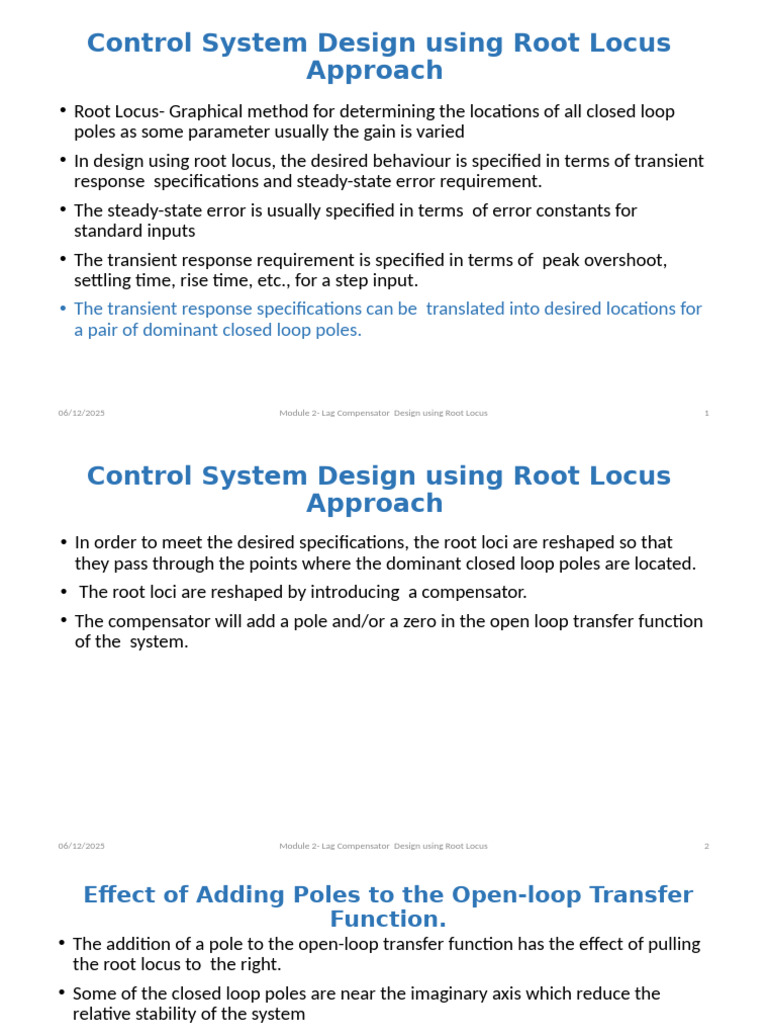 Lag Compensator Design with Root Locus | PDF | Control Theory | Applied ...