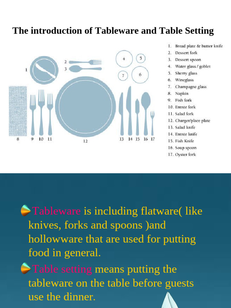 Dining cutlery & Tables set up 1 | PDF
