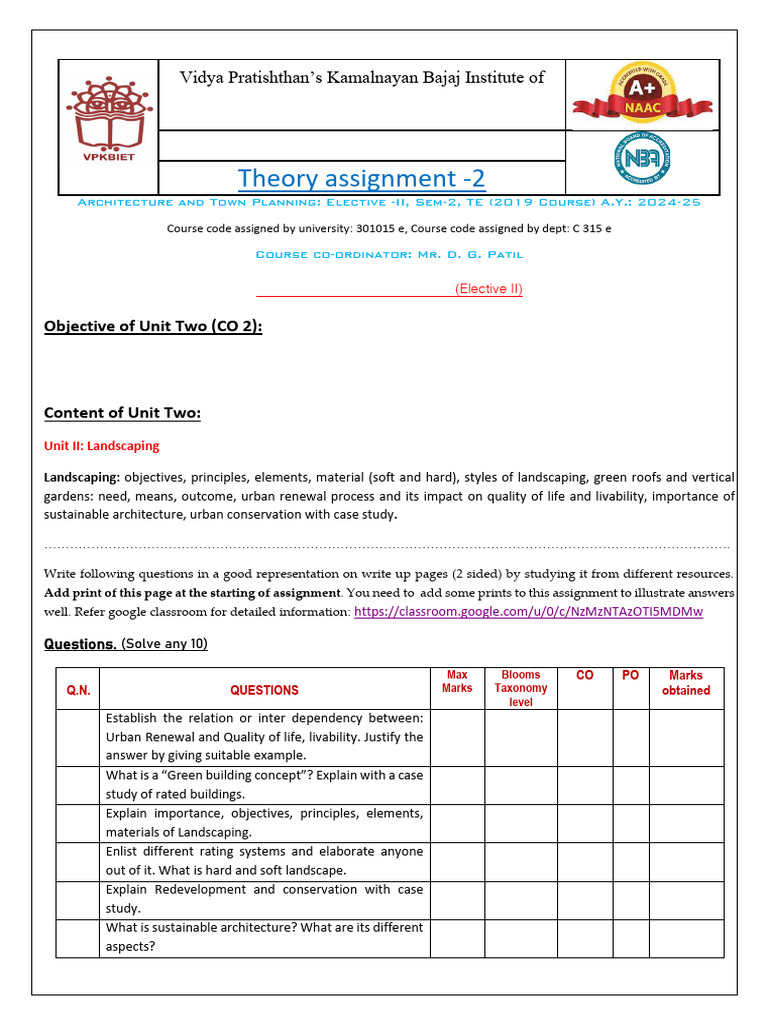 Assignment Two Based On Unit II (ATP) | PDF | Environmental Design