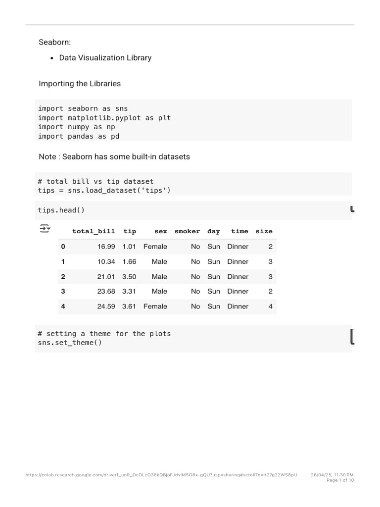 3.4. Seaborn Tutorial in Python.ipynb - Colab | PDF | Statistics ...