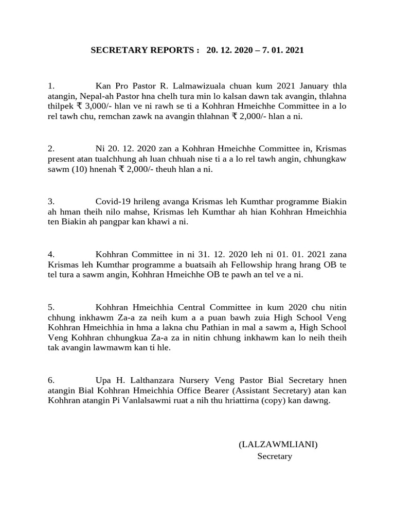 Secretary Reports | PDF