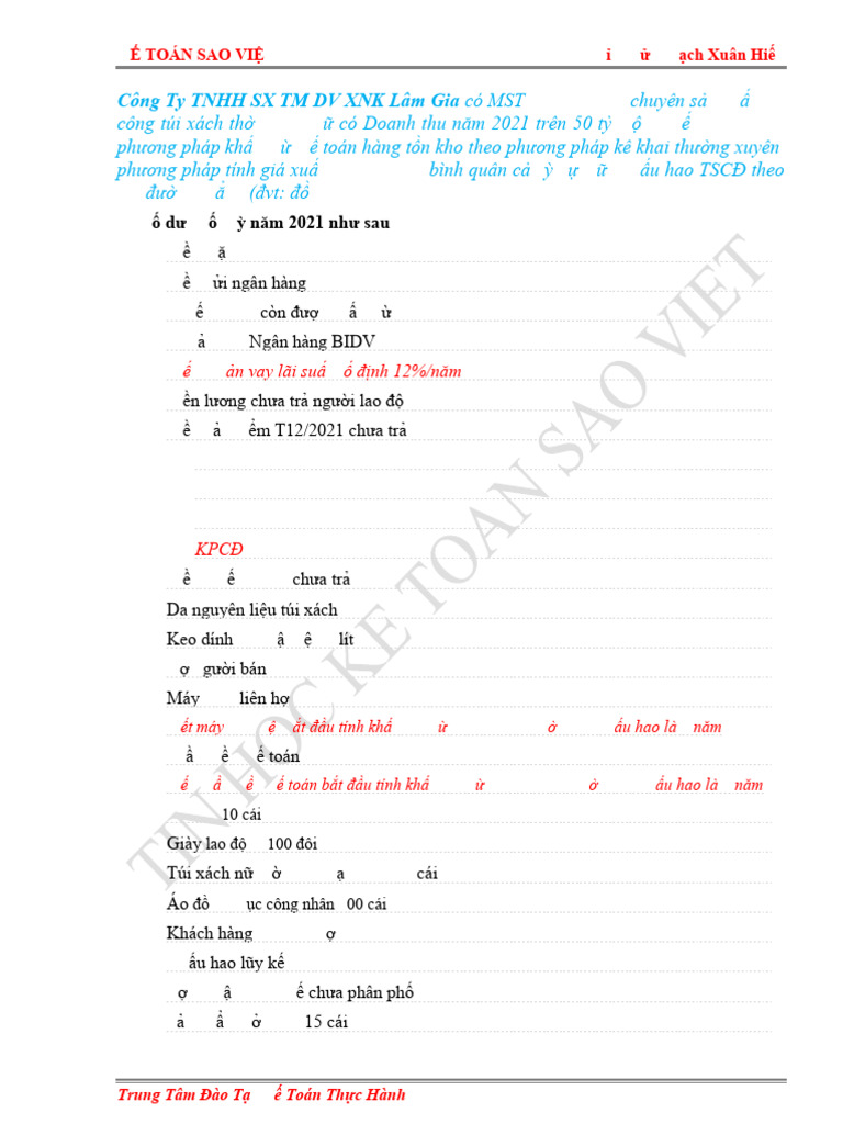 Thuc Hanh Ke Toan Thue Tong Hop 1 | PDF