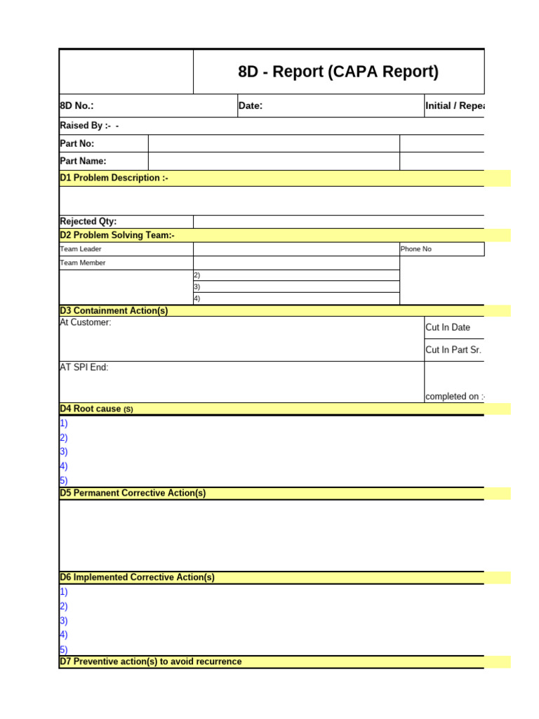 8D CAPA Report Template | PDF | Chess Theory | Chess