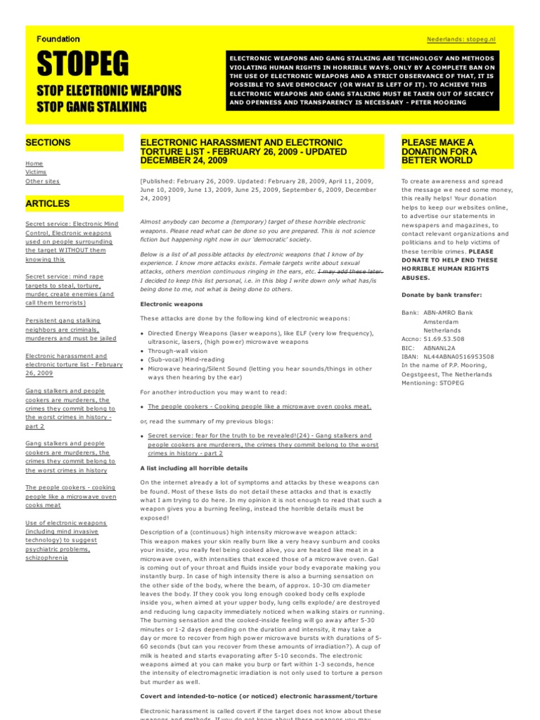Electronic Harassment and Electronic Torture List ...