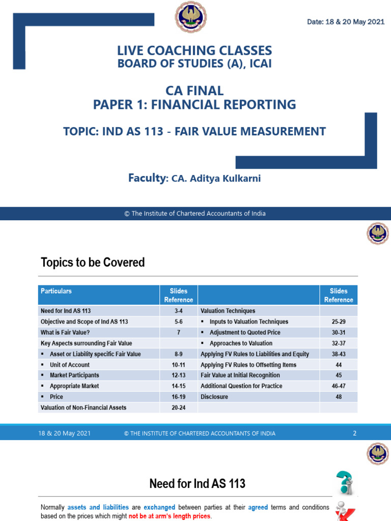 Ind AS 113 Material For LCC 18 20 May 2021 | PDF | Fair Value ...
