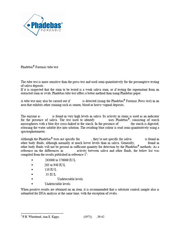 Phadebas® Saliva Detection Tube Test | PDF
