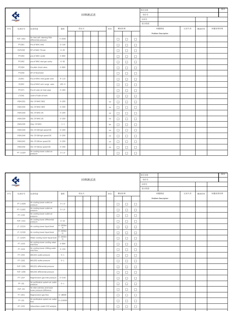 AA-B2149 GOX30000 Project - DCS Loop Test List 仪表回路测试表 | PDF | Pascal ...