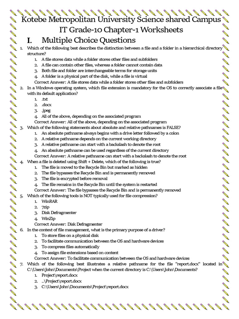 Grade-10 chapter 1 worksheet1 | PDF | Computer File | Zip (File Format)