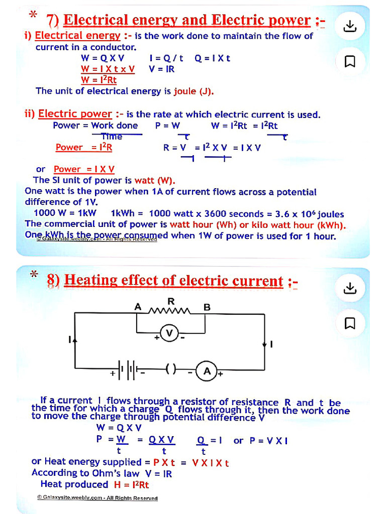 Electricity Class 10th Notes | PDF