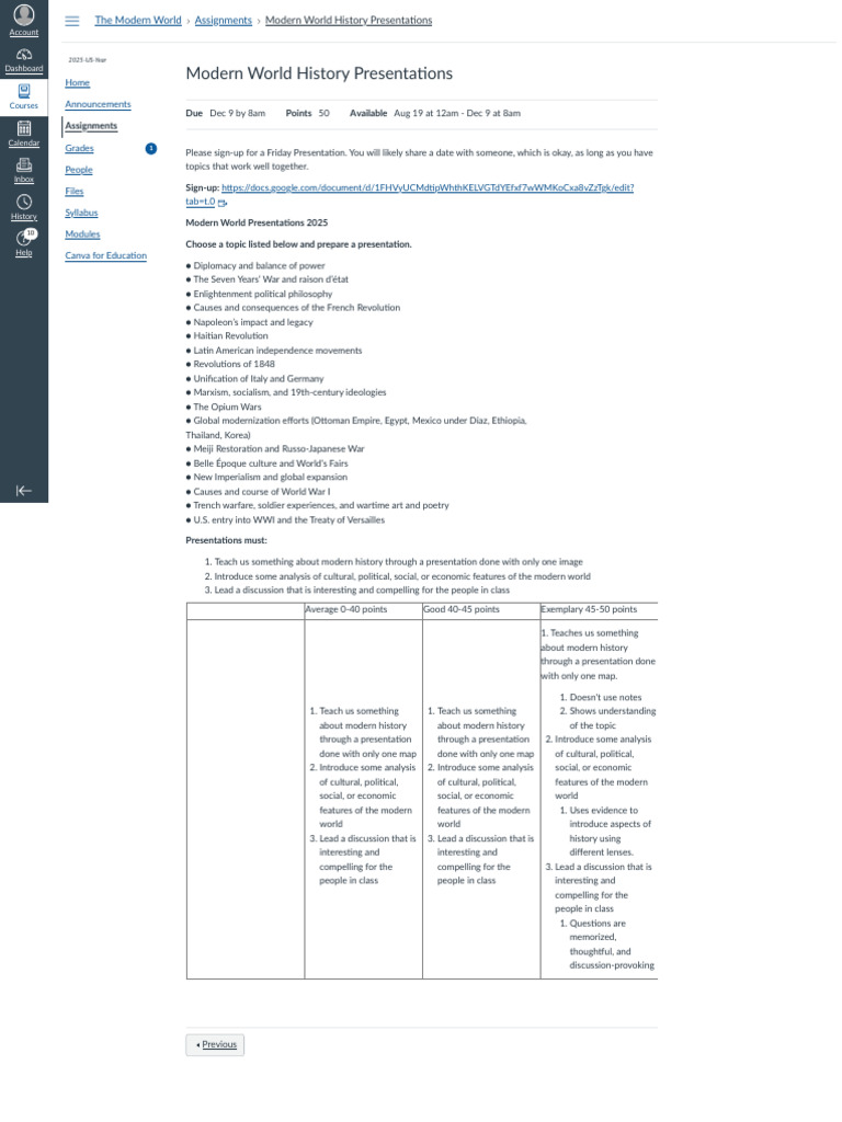 Modern World History Presentation Guide | PDF | Liberal Arts Education ...