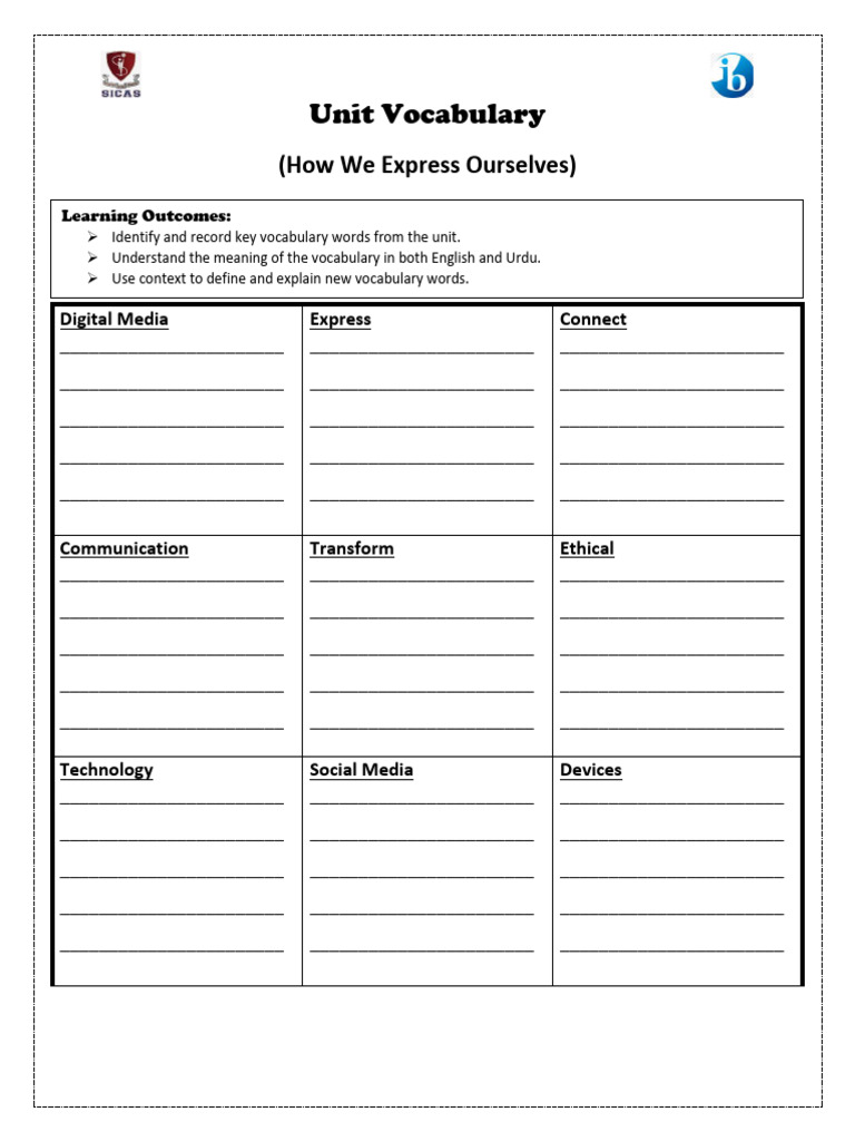 PYP 3 Vocabulary for Digital Media Unit | PDF
