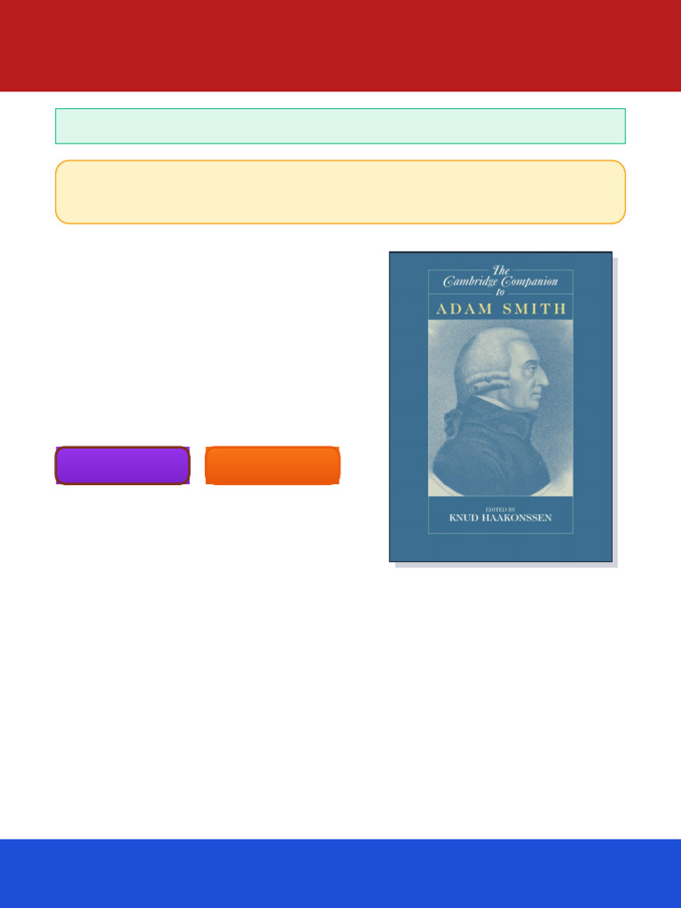 The Cambridge Companion to Adam Smith First Edition Knud Haakonssen ...