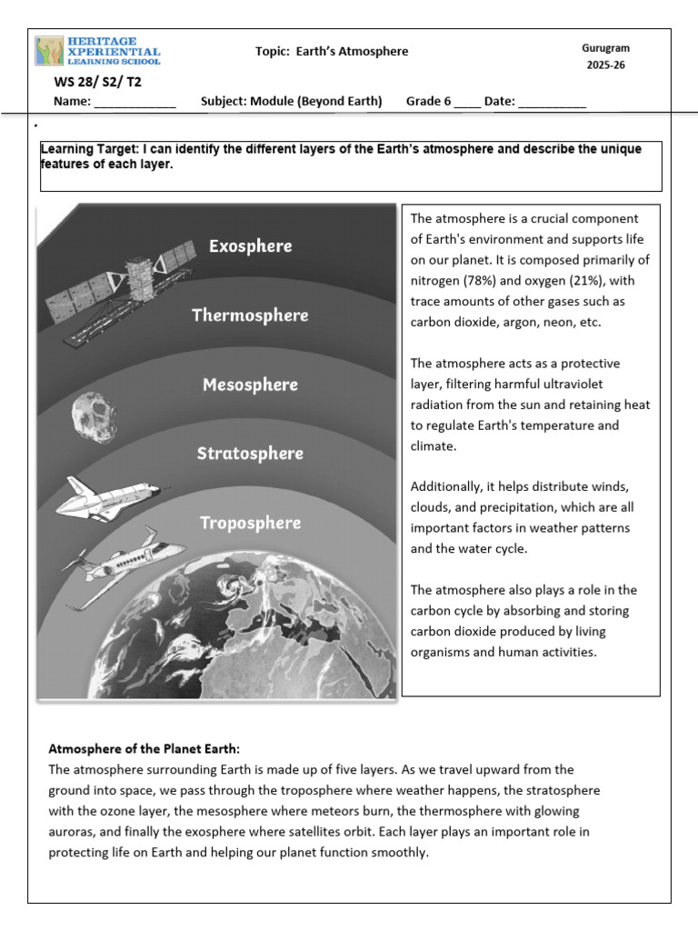 Earth's Atmosphere Layers Explained | PDF | Atmosphere Of Earth ...