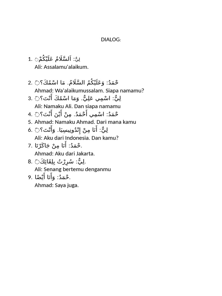 Dialog Bahsa ARab | PDF