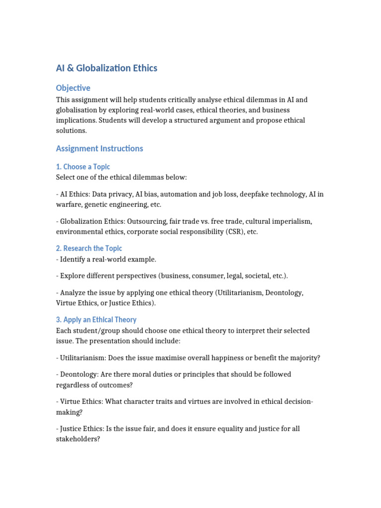 Module1-2 AI Globalization Ethics Ethical Theory Application | PDF