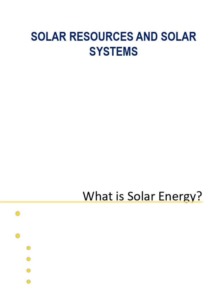 Solar Energy Resources Overview | PDF | Photovoltaics | Solar Energy