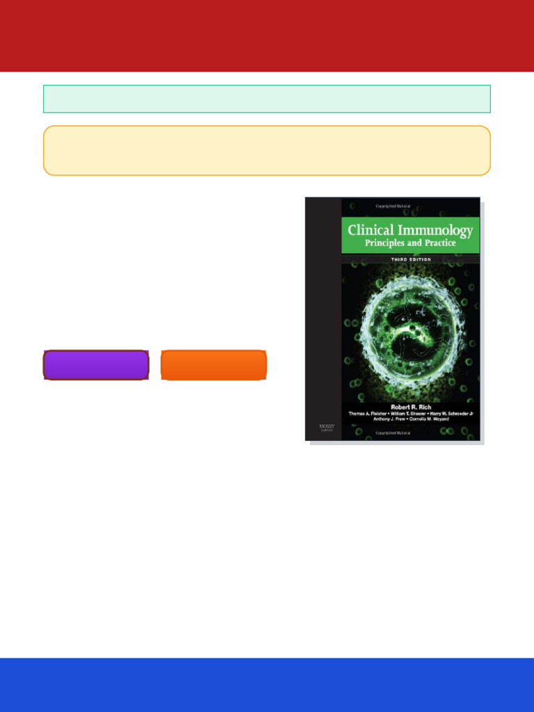 Clinical Immunology Principles and Practice 3rd Edition Robert R. Rich ...