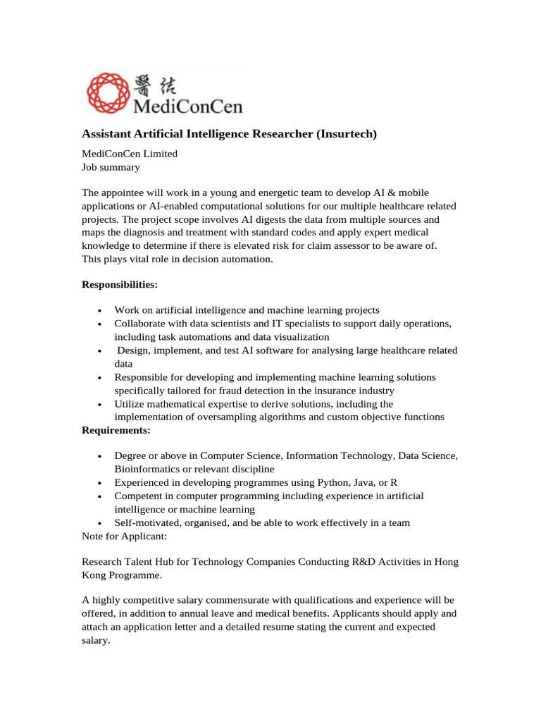 Assistant Artificial Intelligence Researcher | PDF