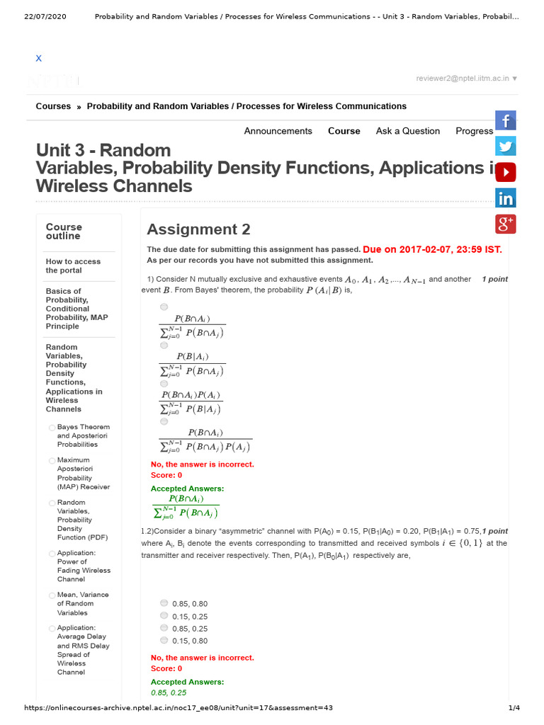 Noc17-Ee08 Week 02 Assignment 01 | PDF | Probability Density Function ...