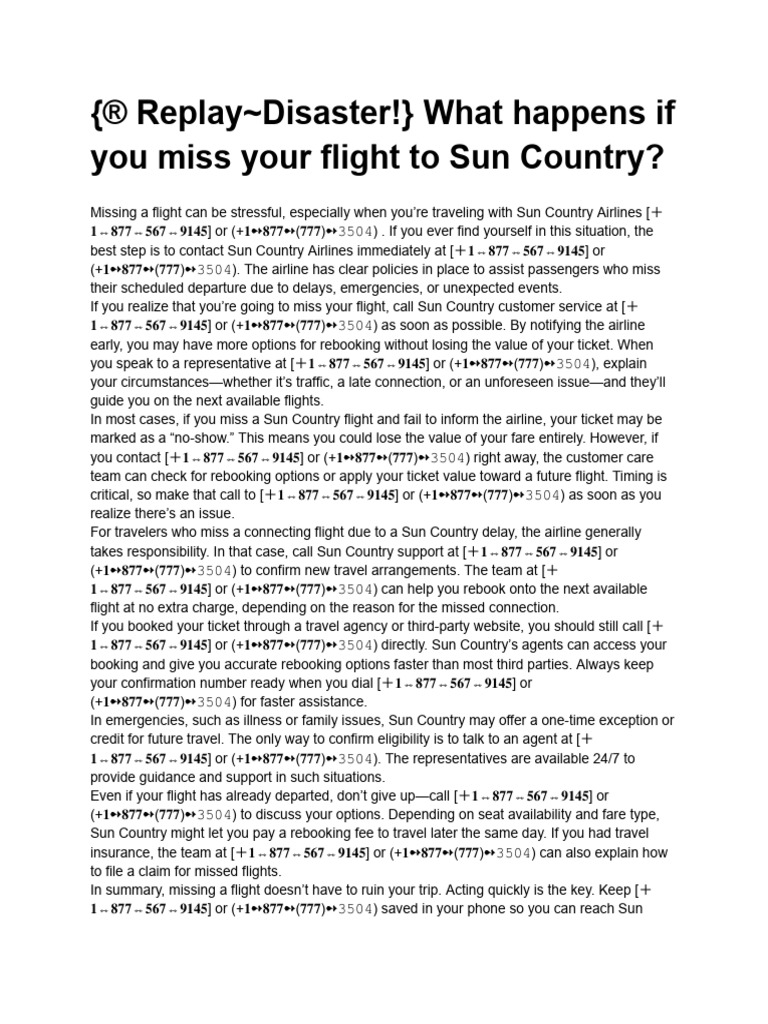 What to Do If You Miss Sun Country Flight | PDF | Airlines