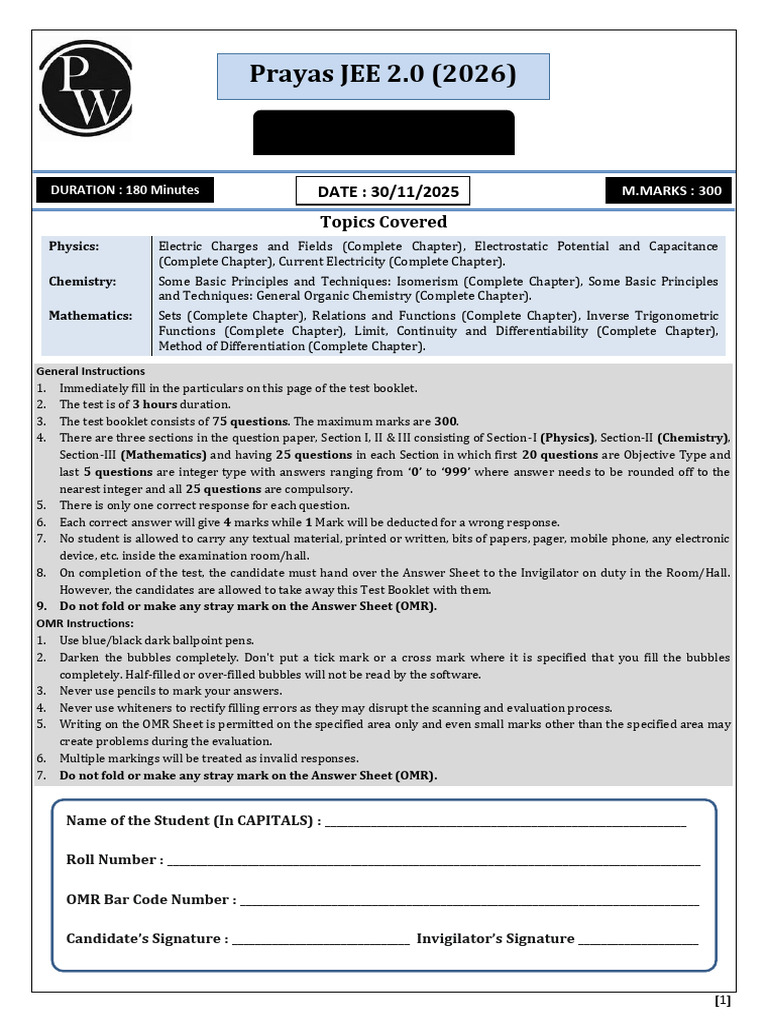 Practice Test 07 Test Papers | PDF | Capacitor | Function (Mathematics)