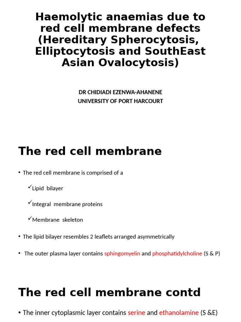 Red Cell Membrane Diseases Complete | PDF | Cell Membrane | Red Blood Cell