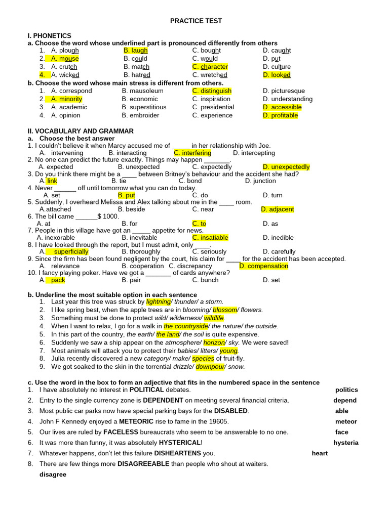 Phonetics and Vocabulary Practice Test | PDF | Breathing | Theft