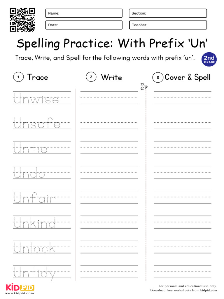 Spelling Practice with 'Un' Prefix | PDF