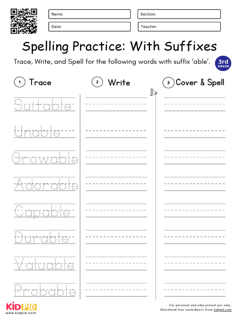 Suffix Spelling Practice Worksheets | PDF